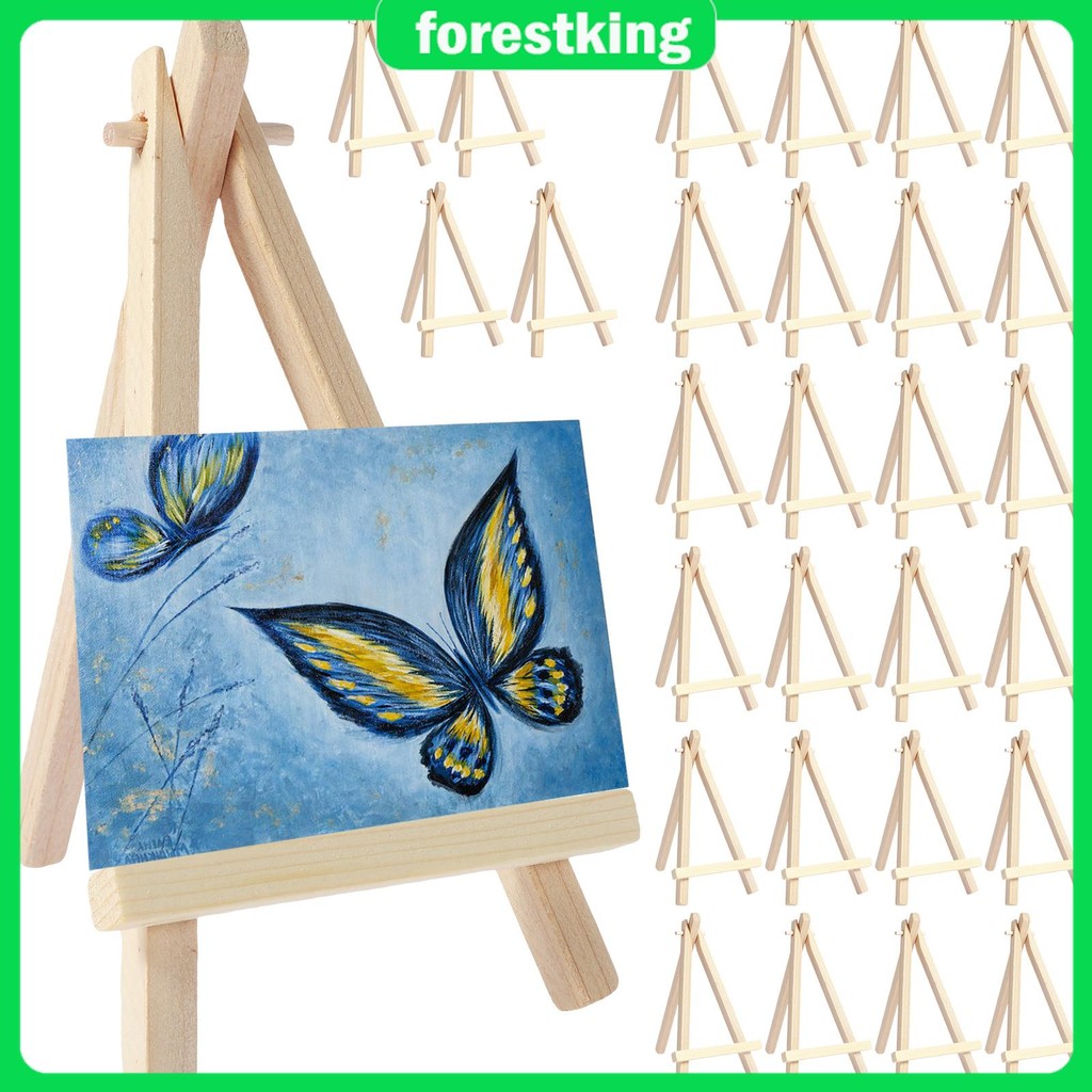 30 Pack Mini Wood Display Easel 6 Inch Wood Artist Easels Foldable Art ...