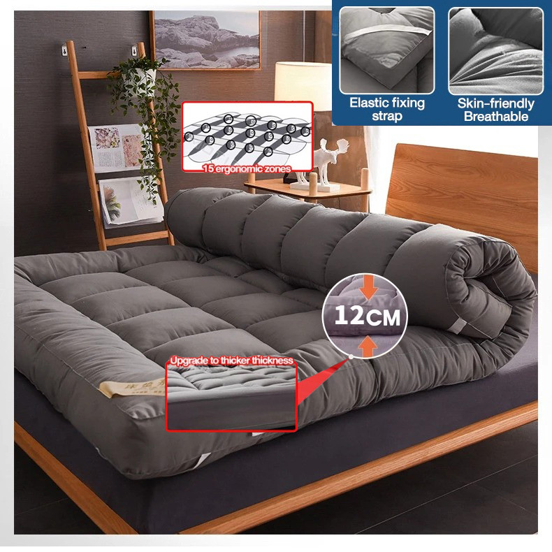 Thicker Tatami Mattress Topper Single/Queen/King Feather Velvet Soft ...