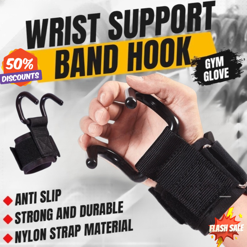 1/2pcs Weight Lifting Hook Grips With Wrist Wraps /Fitness Wrist Guard ...