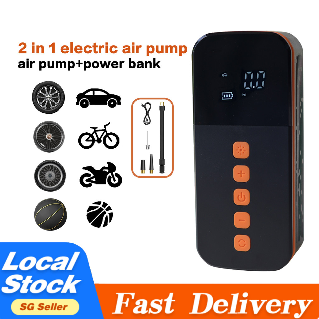 【SG Local】Air Pump Portable Electric Rechargeable Compressor Inflator ...