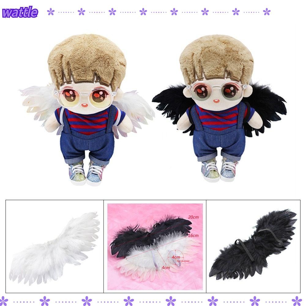 WATTLE Plush Labubu Doll Wing, DIY Mini Labubu Angel Wing, White Black ...