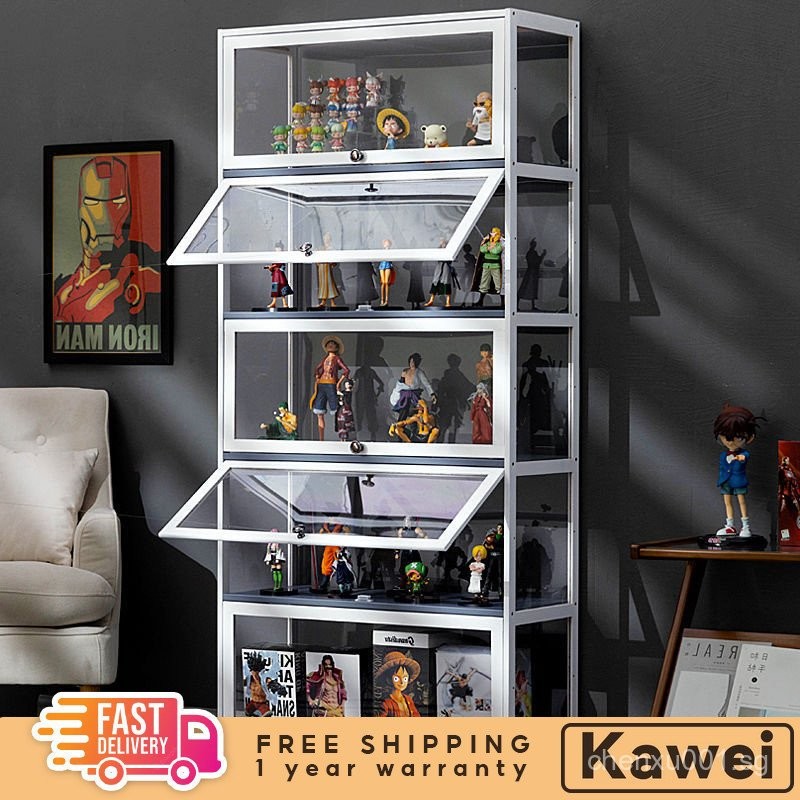 Kawei Transparent Display Cabinet White Book Shelf Cabinet Storage ...