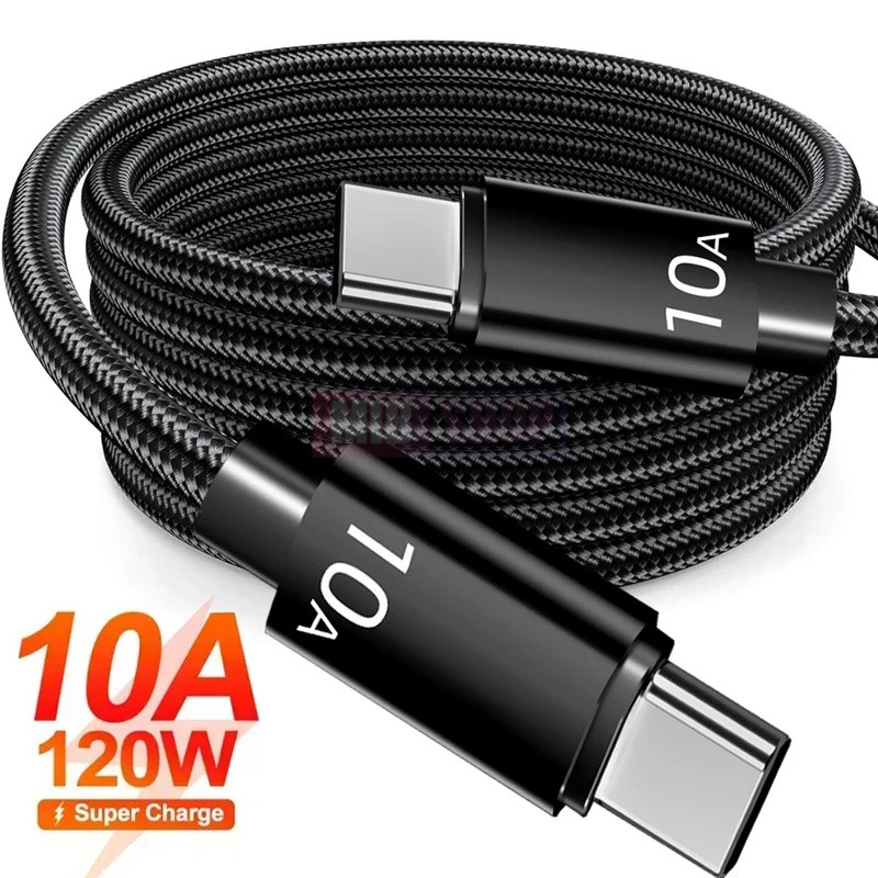 120W 10A Quick Charging Type C To Type C Fast Charge Cable Sturdy Nylon ...