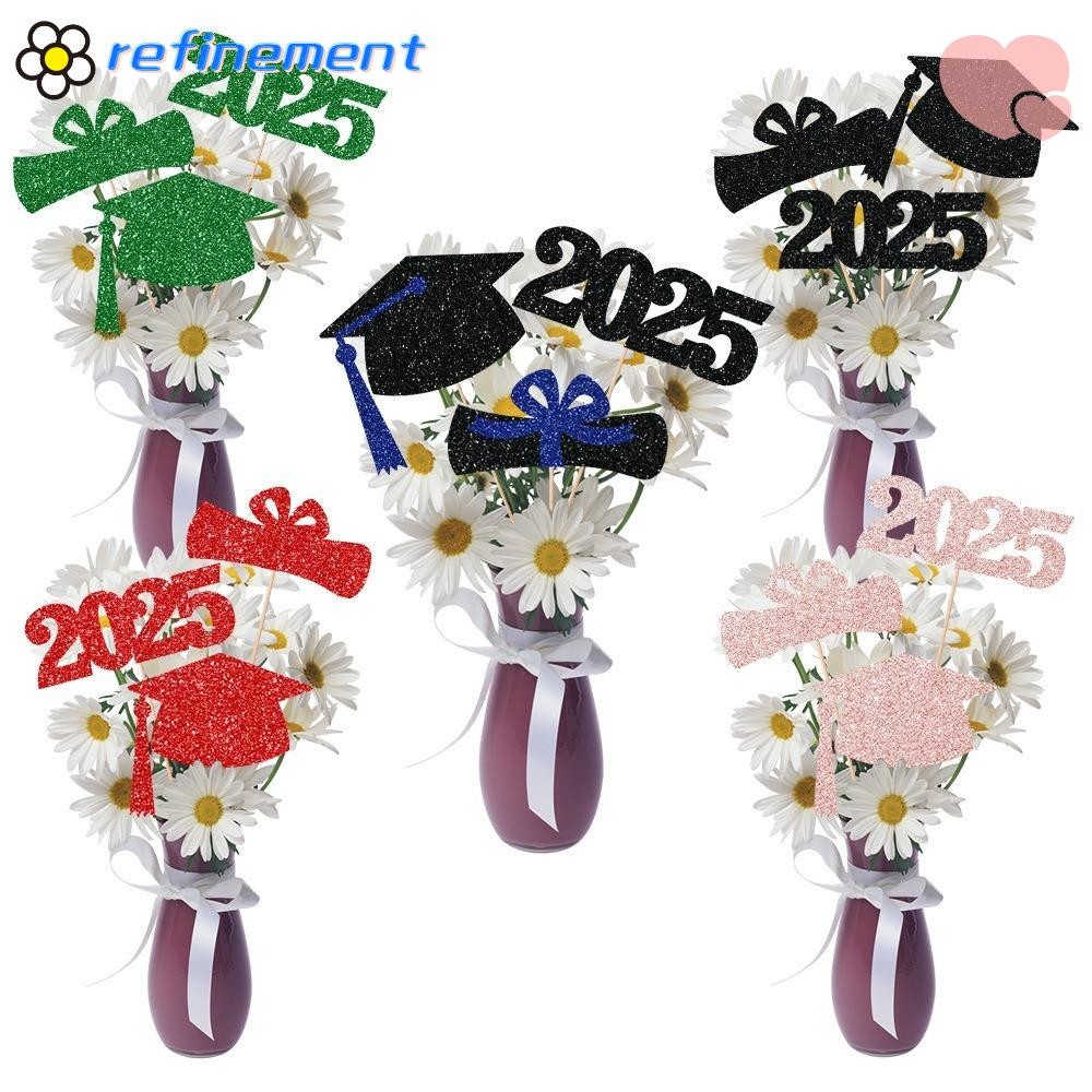 REFINEMENT 6pcs Graduation Cake Toppers, Doctoral Cap DIY Graduation ...
