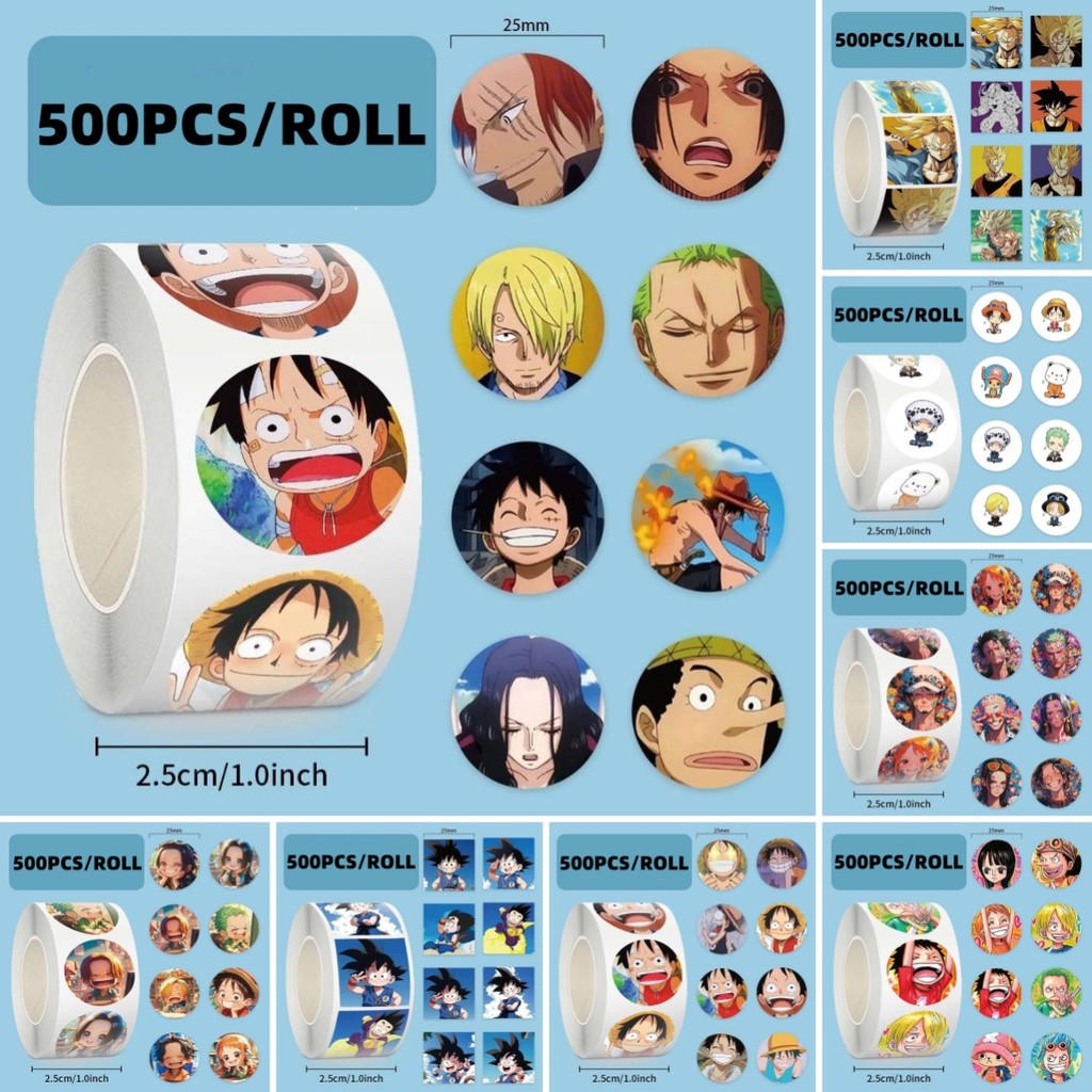 Anime Bulk Sealing Stickers Roll (500 Sheets) | Dragon Ball & One Piece ...