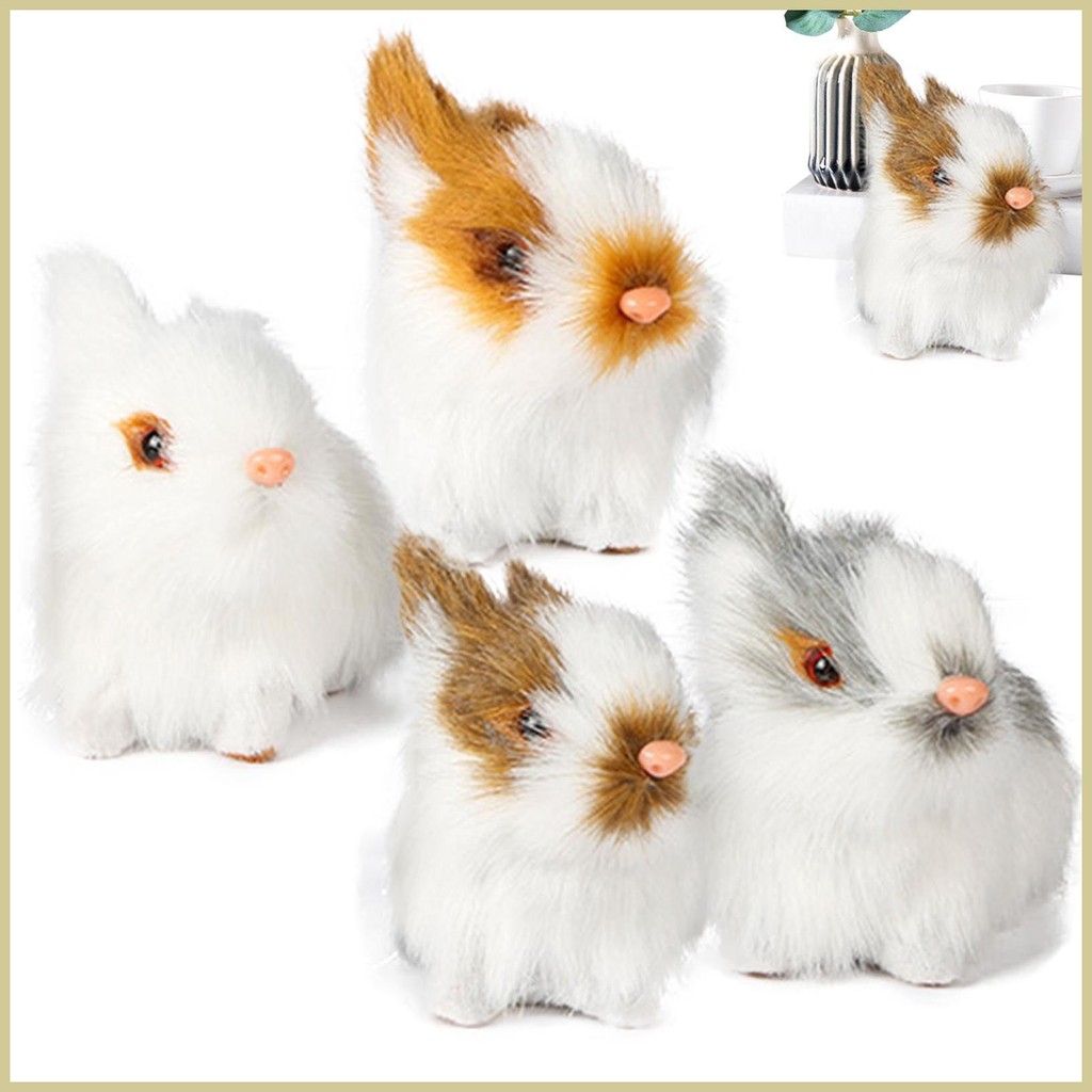 Realistic Cute Plush Rabbits Miniatures Stuffed Bunny Figurines Cute ...