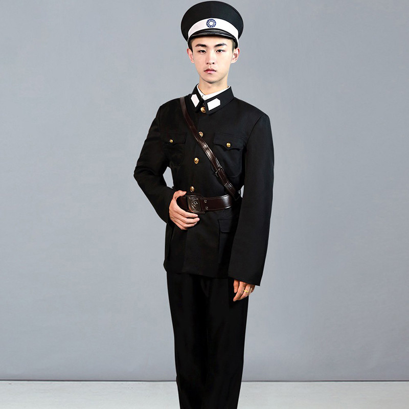 Republic of China Men's Police Costume Fake Army Hanjian Black Military ...