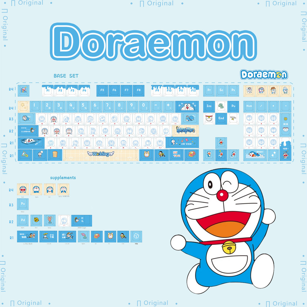Doraemon Keycap Cherry Profile 120 Keys PBT Five-sided Dye Sublimation ...