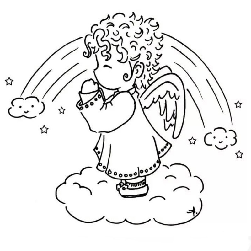 Angels with wings - Set of 40 A4 A5 Coloring Pages for Wax and Pencil ...