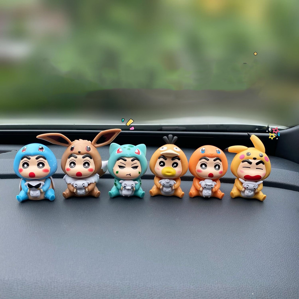 6pcs/set Crayon Shin-chan Cos Pokemon Eevee Pikachu Bulbasaur ...