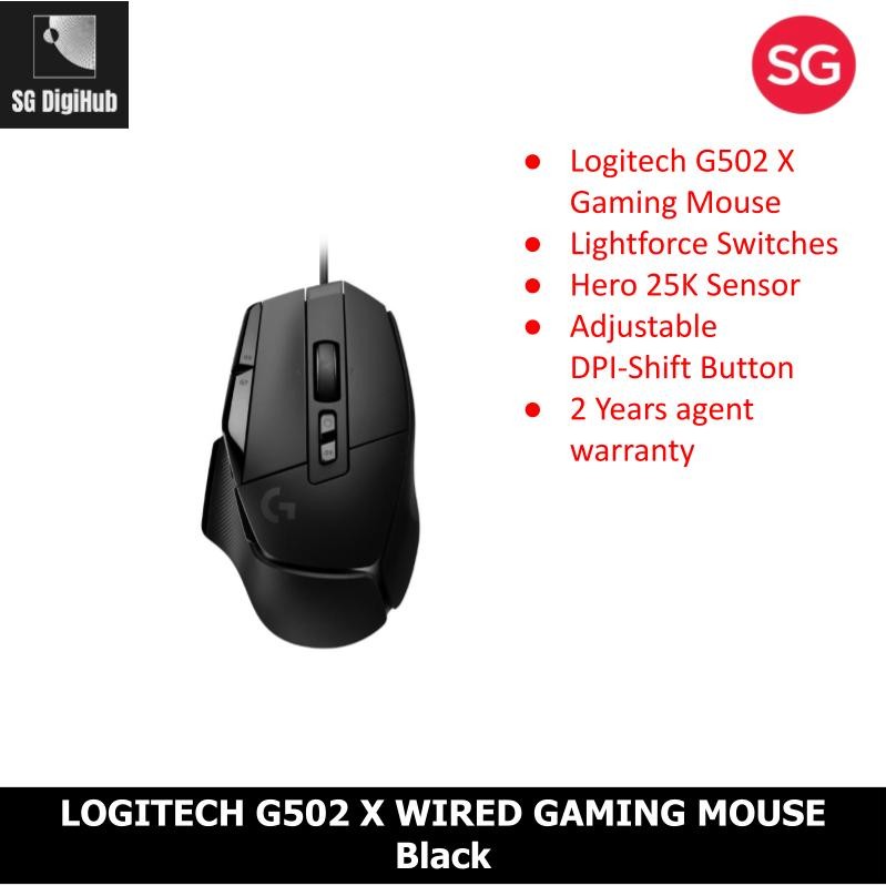 Logitech G502 X Wired Gaming Mouse - LIGHTFORCE hybrid optical ...