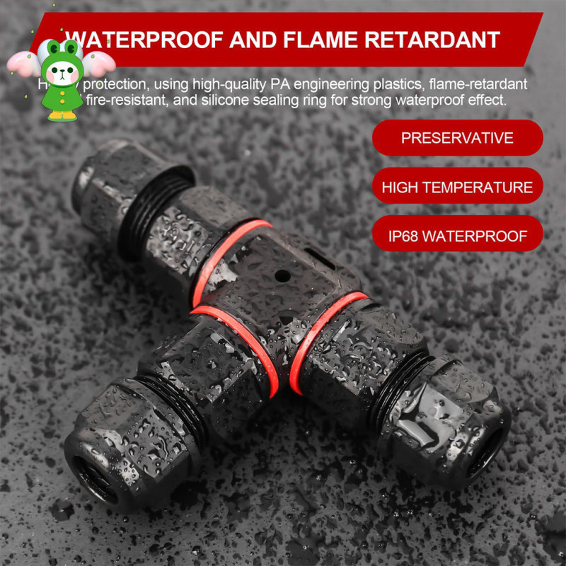 Cable connector set, waterproof IP68, 3-pin grounded cable connection ...