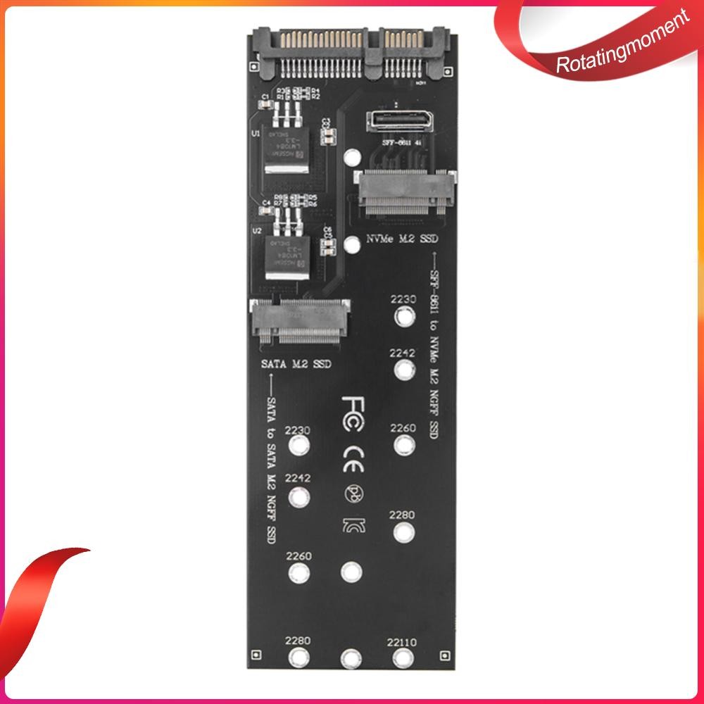 RotatingMoment SATA M.2 SSD Adapter Dual Ports Riser Adapter NVMe M.2 ...