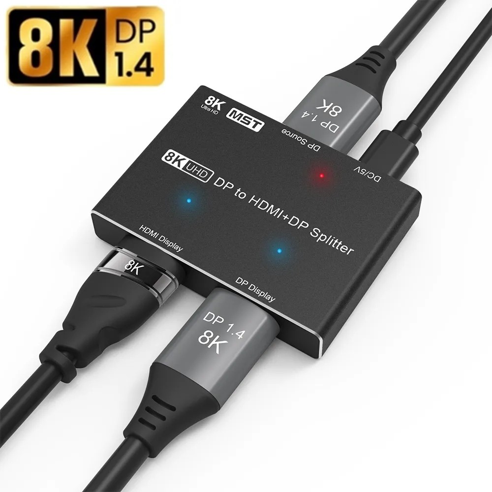 DP1.4 to HDMI-Compatible/Displayport Splitter UHD 1x2 MST SST Hub 8K ...