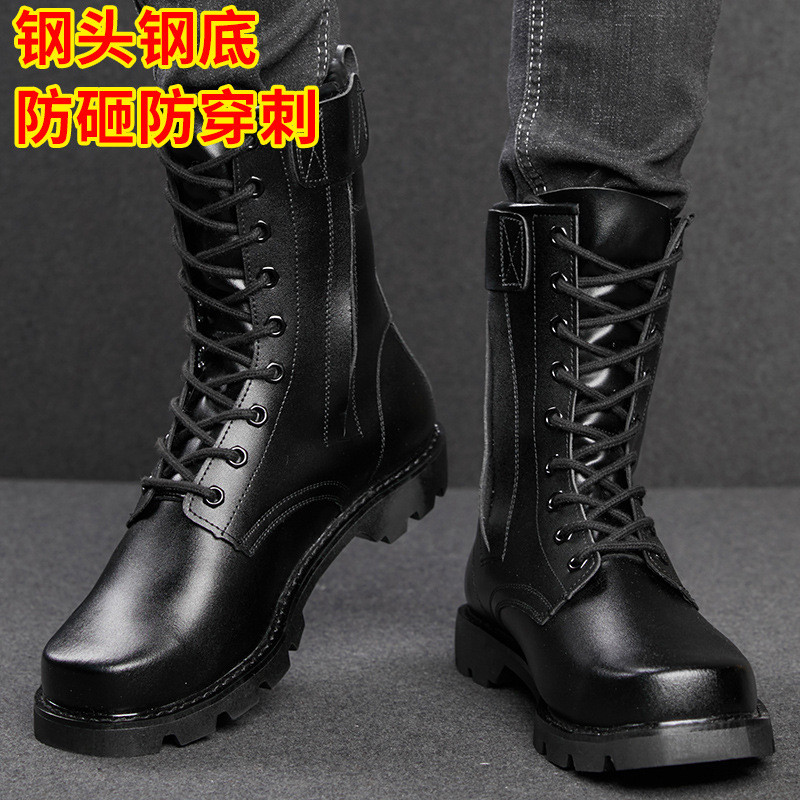 Junluo Cowhide Men's Boots Steel Toe Steel Bottom Martin Boots Winter ...