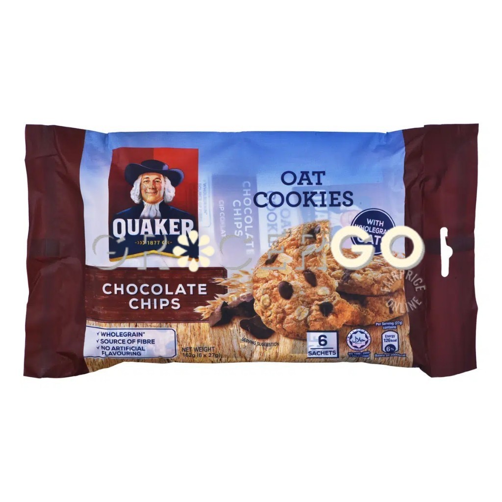 QUAKER Chocolate Chips Oat Cookies Sachet 6 x 27 g | Shopee Singapore