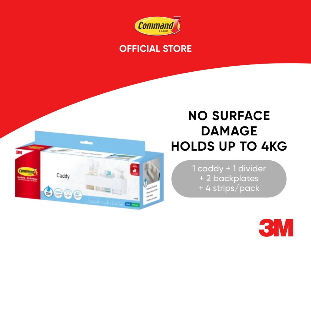 3M™ Command™ Caddy, 17723, Water Resistant, No Surface Damage, 1 pc ...