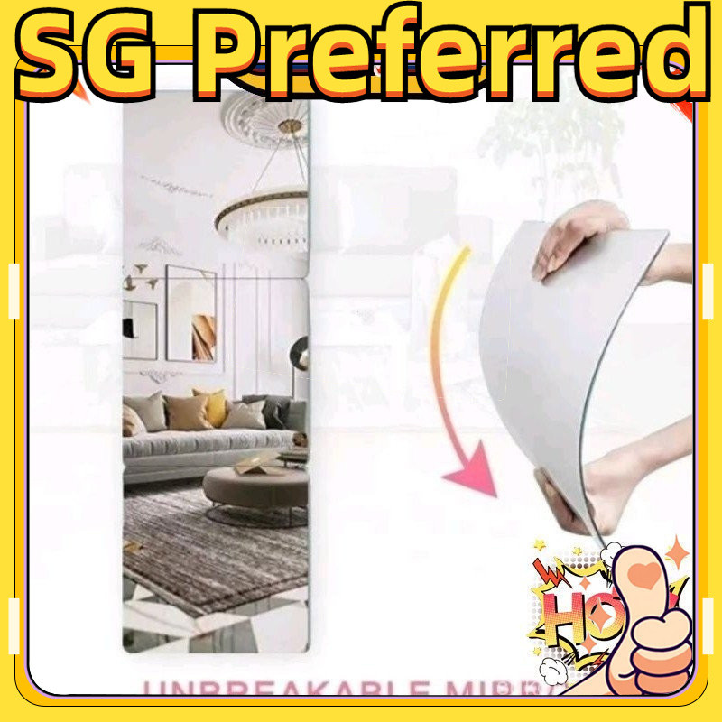 [Lucky Mirror][SG 12H Ship]HD Acrylic Soft Mirror Attached To Wall Self ...
