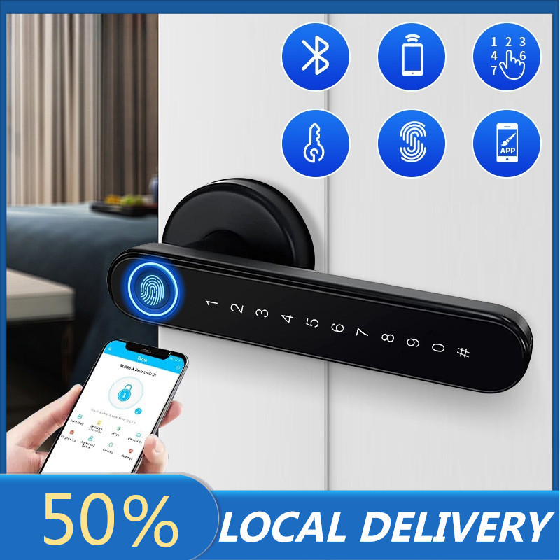 Biometric Security Door Lock Smart Fingerprint Keyless Black Gold for ...