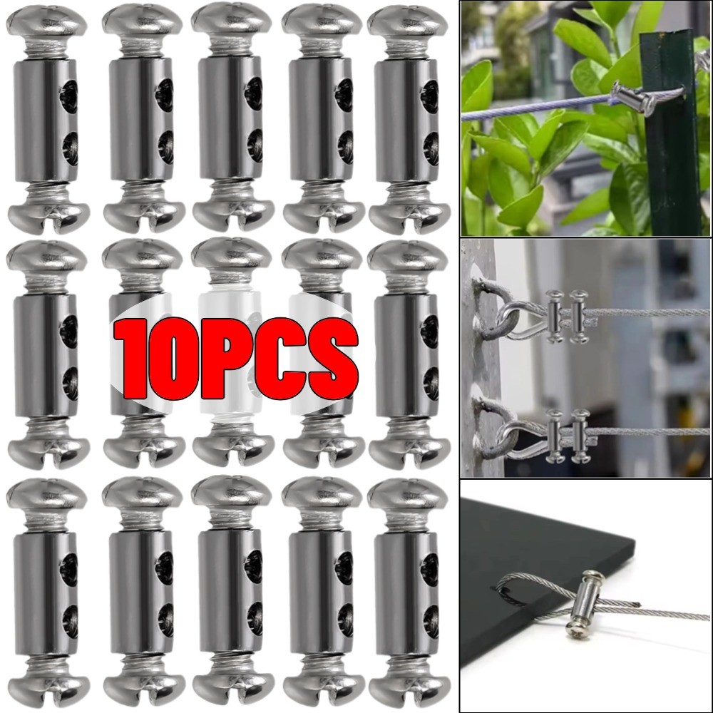 10Pcs Adjustable Double-Hole Wire Rope Locking Clamp Durable Metal ...