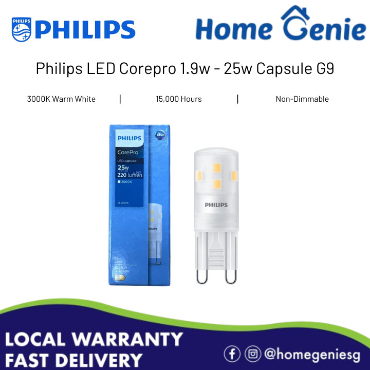 Philips Corepro LED Capsule 1.9w - 25w G9 Bulb 3000K // 15,000 Hours ...