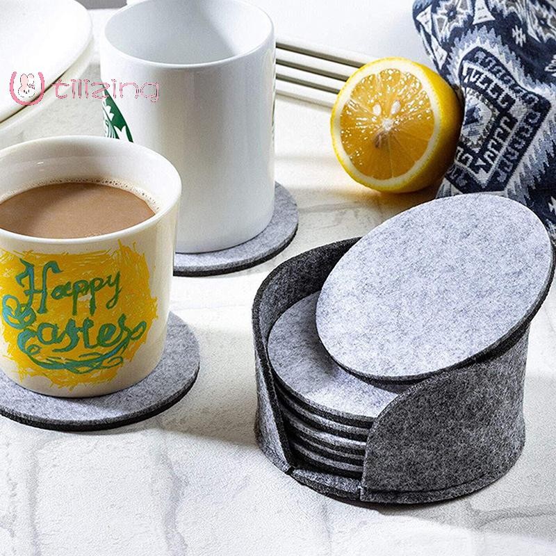 [UtilizingS] 10 Pieces/set Round Felt Coasters Dining Table Protector ...