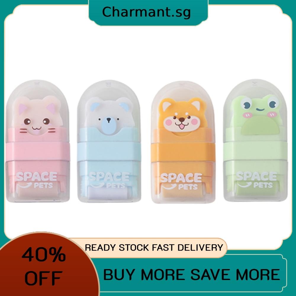 2Pcs Pencil Erasers Creative with Cover and Roller Cute Erasers Funny ...