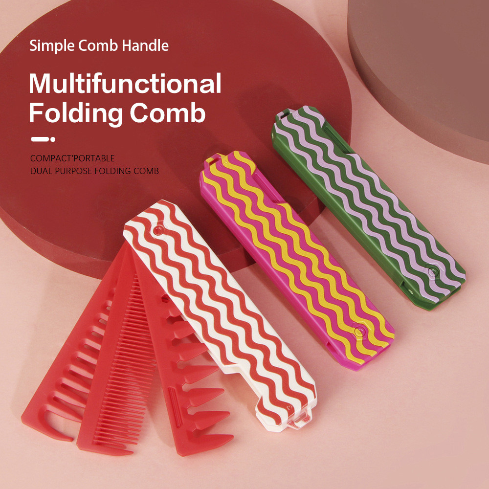 Three In one Portable Travel Comb For Women Colorful Folding Plastic ...