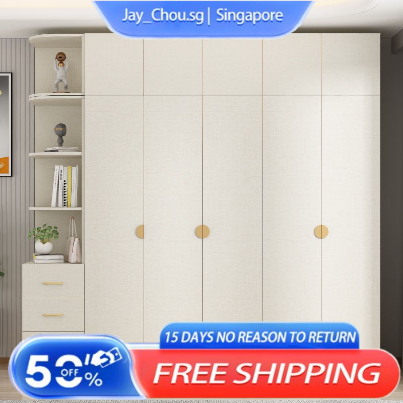 Solid Wood Pair Door Cream Wind Wardrobe Home Bedroom Multifunctional ...
