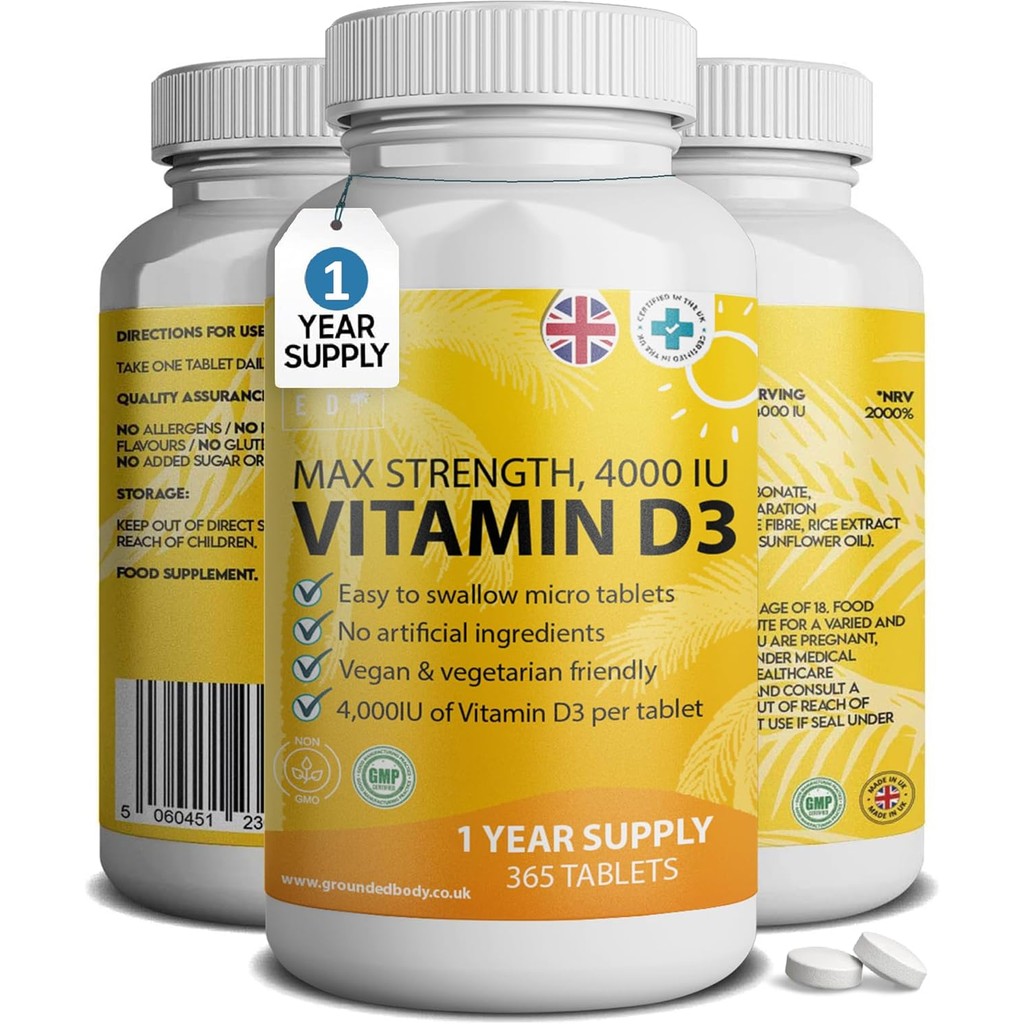 Vitamin D3 4000 IU Micro Tablets - 365 Day Supply, Easy to Swallow High ...