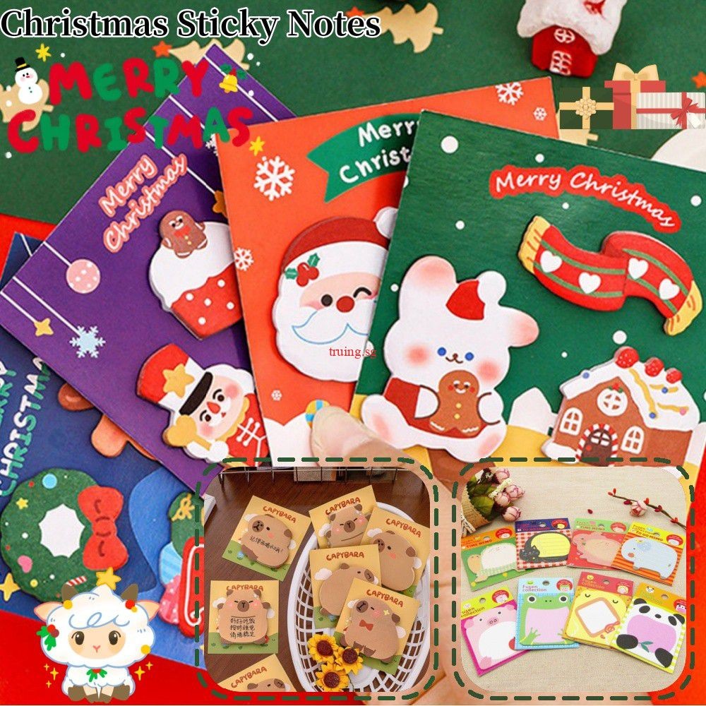 Christmas Sticky Notes Cartoon Capybara Sticky Note Bookmarks Notepad ...