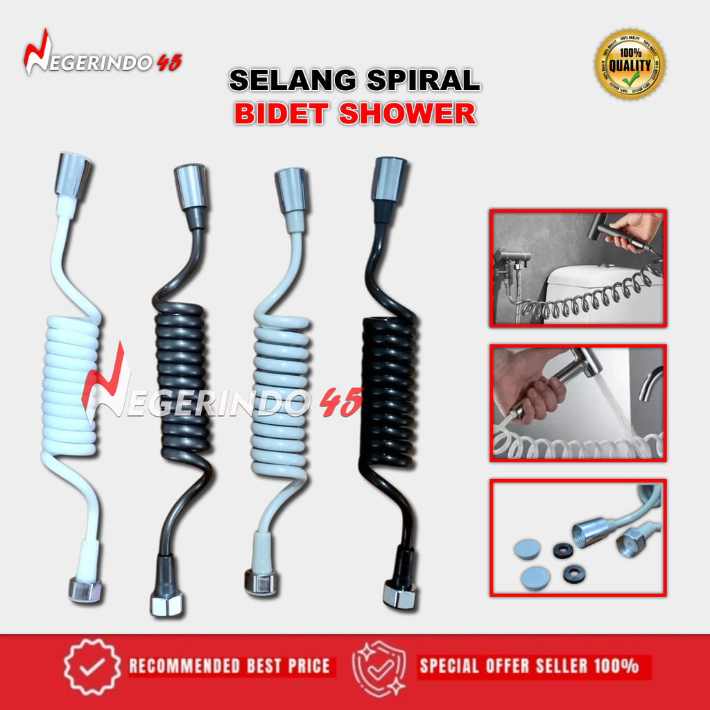 FLEXIBLE SPIRAL HOSE PVC SHOWER BIDET BATHROOM TOILET SPRING HOSE ...