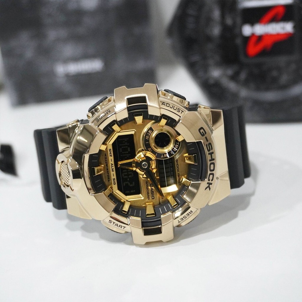 Casio G-Shock GM-700G-9A G-Steel Gold Tone Metallic Metal Black Men ...