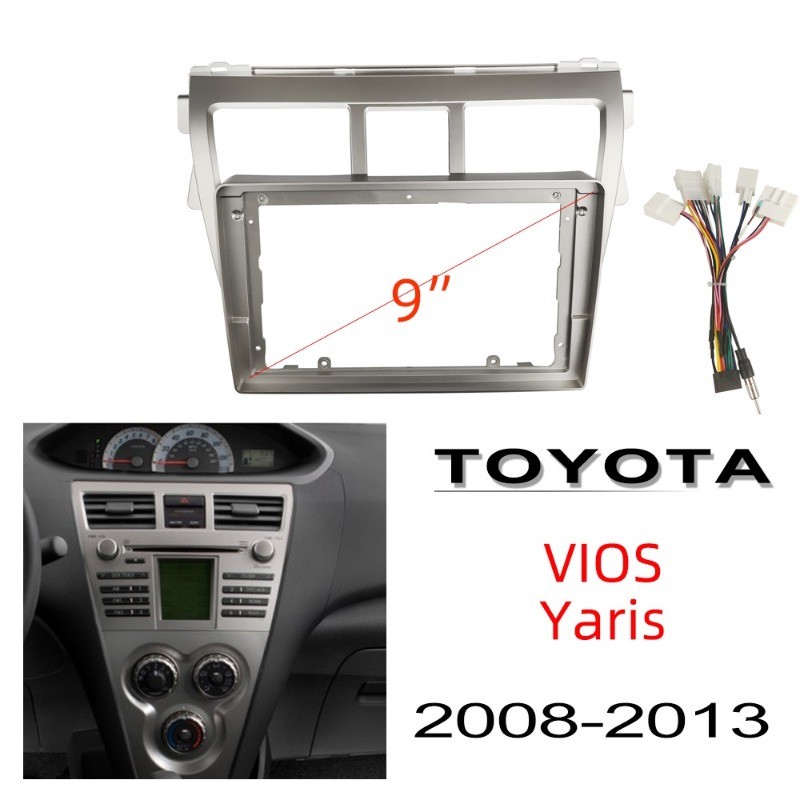 9inch android head unit panel frame 2din stereo video bracket fascia ...