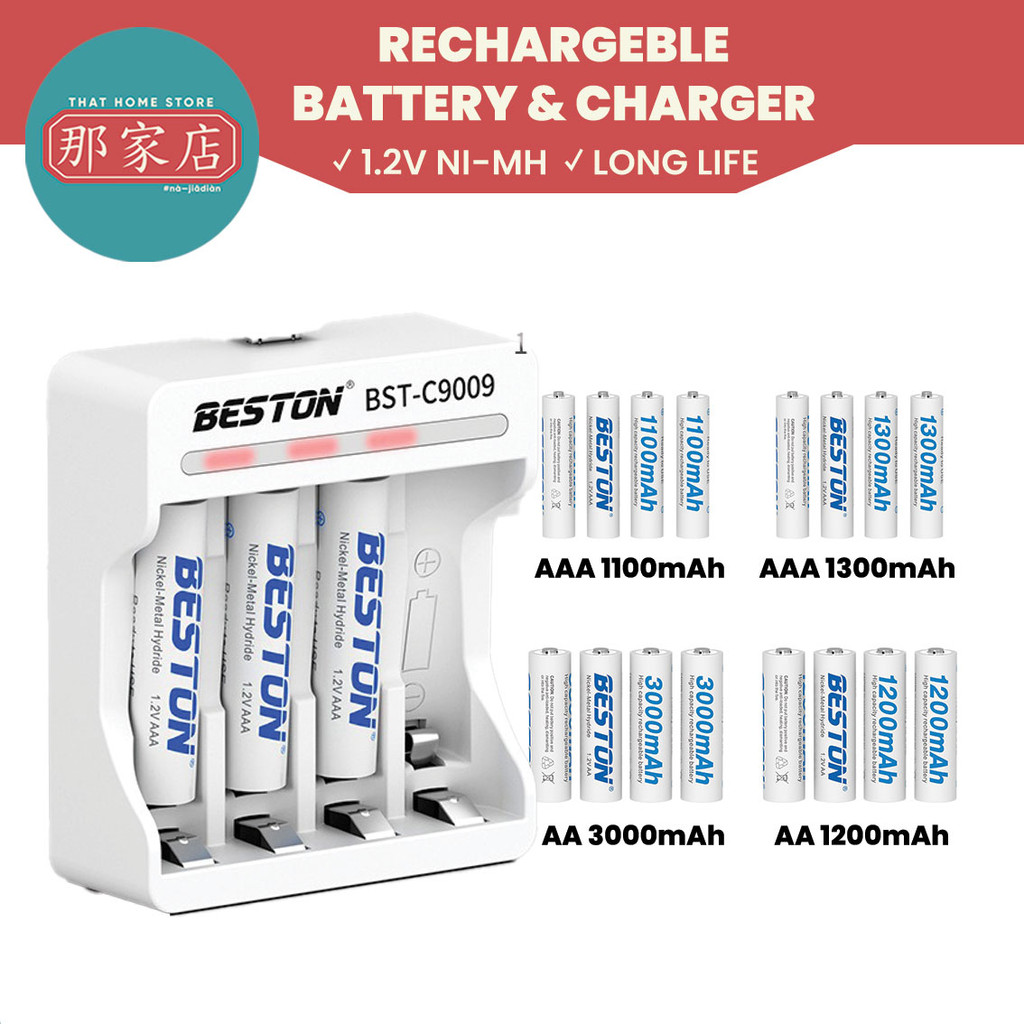 AA AAA Rechargeable Battery Pack Ni-MH USB Charger Rechargable Double ...