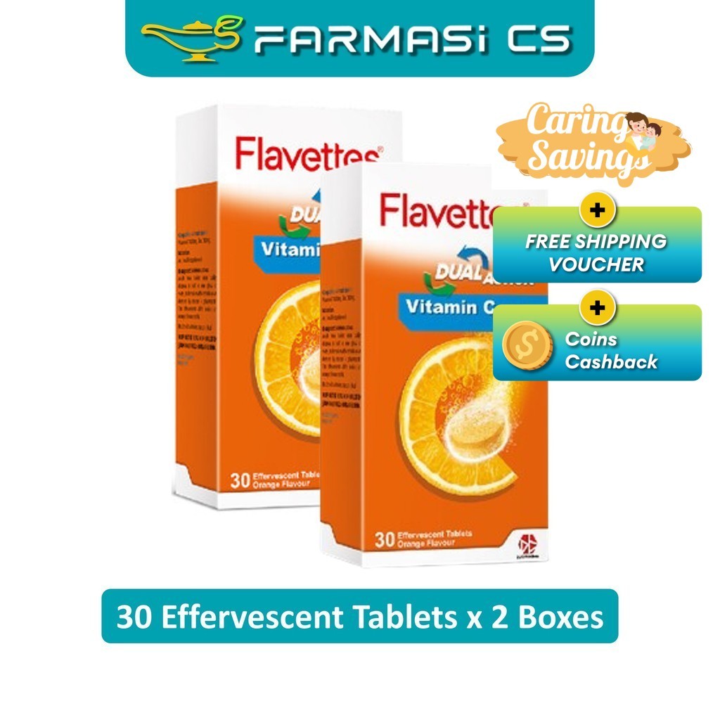 Flavettes Effervescent Dual Action Vitamin C 1000mg + Zinc 30 tablets x ...