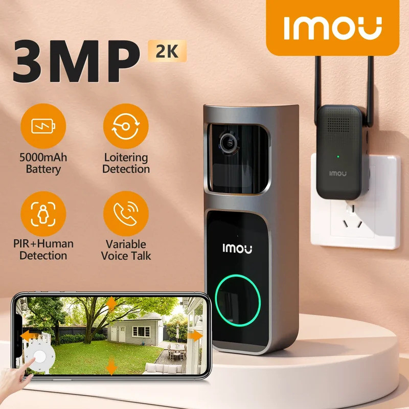 IMOU 3MP Video Doorbell 2S Kit - WiFi Smart Video Intercom with ...