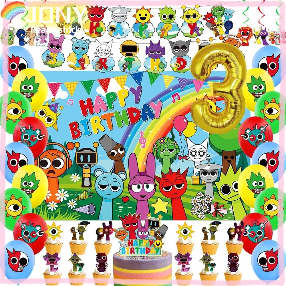 JONY1 30pcs Cake Topper, Backdrop Paper Sprunki Balloons, Rhythm Box ...