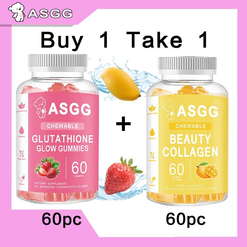 [Buy 1 Take 1]ASGG GLUTATHIONE collagen Gummies 60PC GLUTATHIONE Glow ...