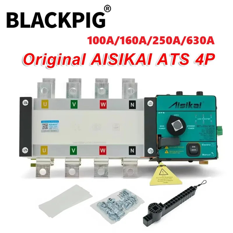 100% New Aisikai 4P 100A 160A 250A 630A ATS Dual Power Automatic Transfer Switch Control Module ...