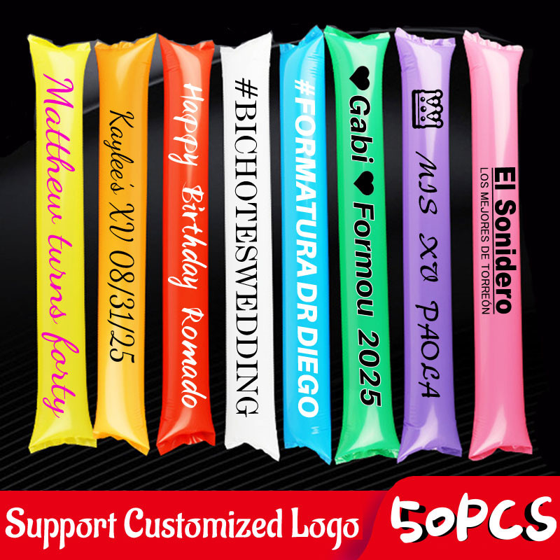 50pcs Customized Personalized Inflatable Clapper Cheering Stick Custom ...