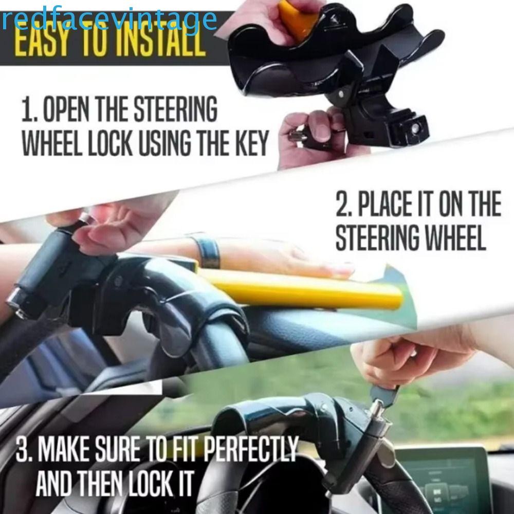 REDFACEVINTAGE Steering Wheel Lock, T-Shaped Rotary Car Vehicle ...