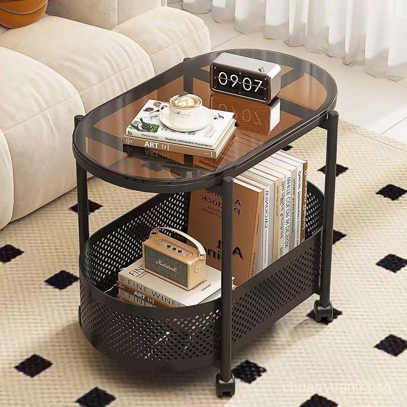 Simple Modern Sofa Removable Snack Glass Trolley Living Room Cream ...