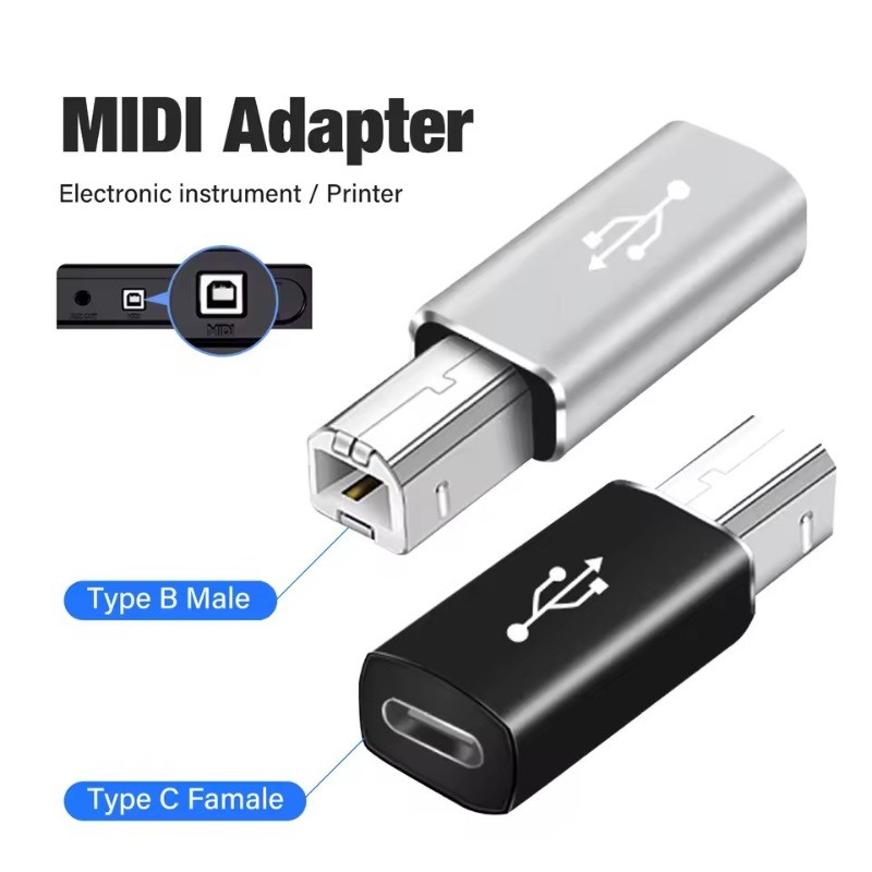 Metal Type-C to MIDI Transfer Adapter - USB Type C To USB B Adapter ...