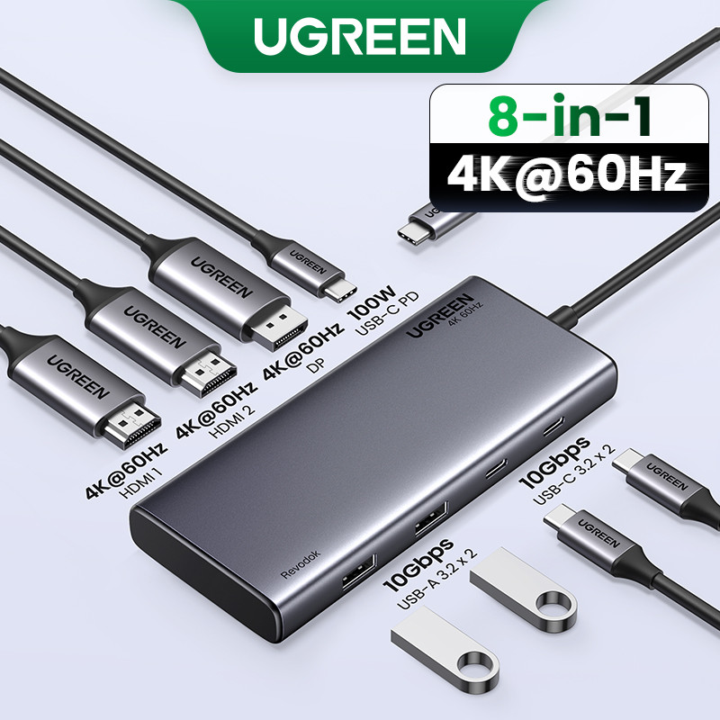 UGREEN Revodok 8 in 1 USB C Hub Triple Display Docking Station Dual ...