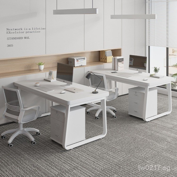 Modern Desk Table Staff Position Home Office Desk with Drawer Cabinet ...