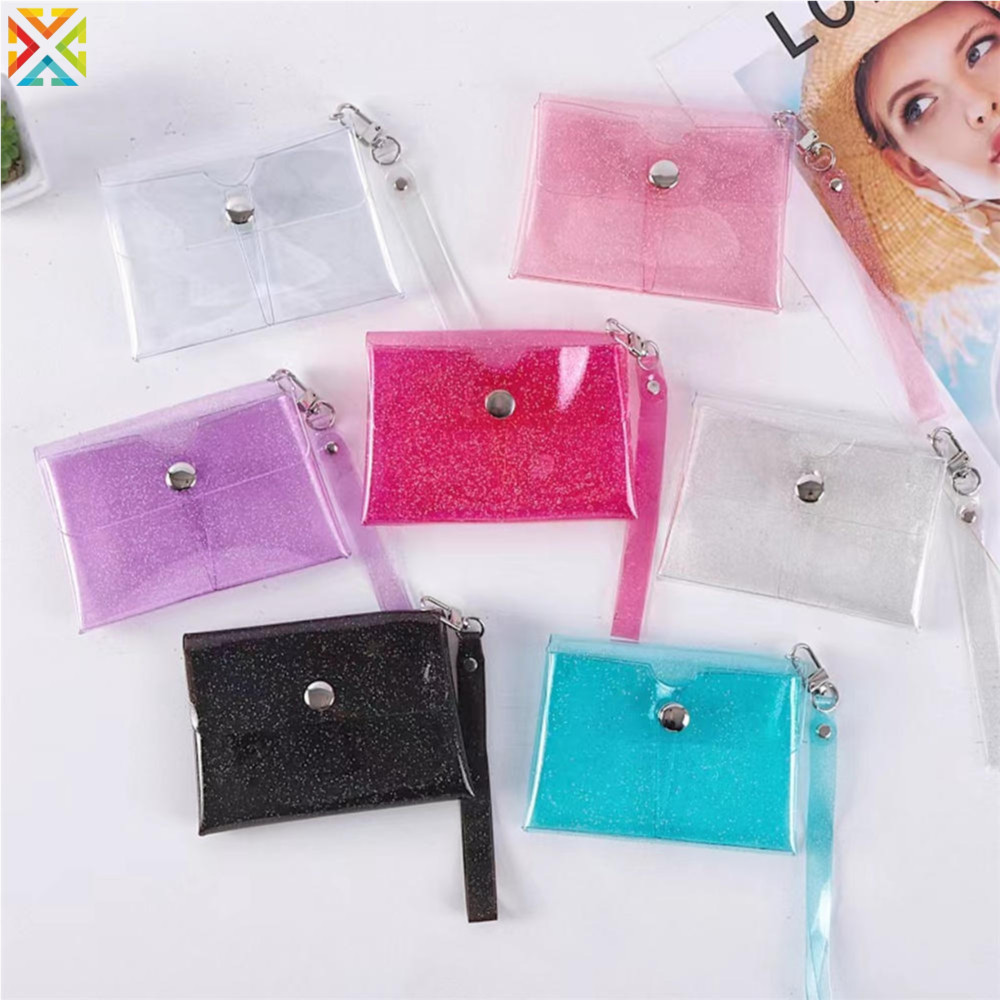 Portable Lipstick Bag Stylish Keychain Wallet Double-Layer Transparent ...