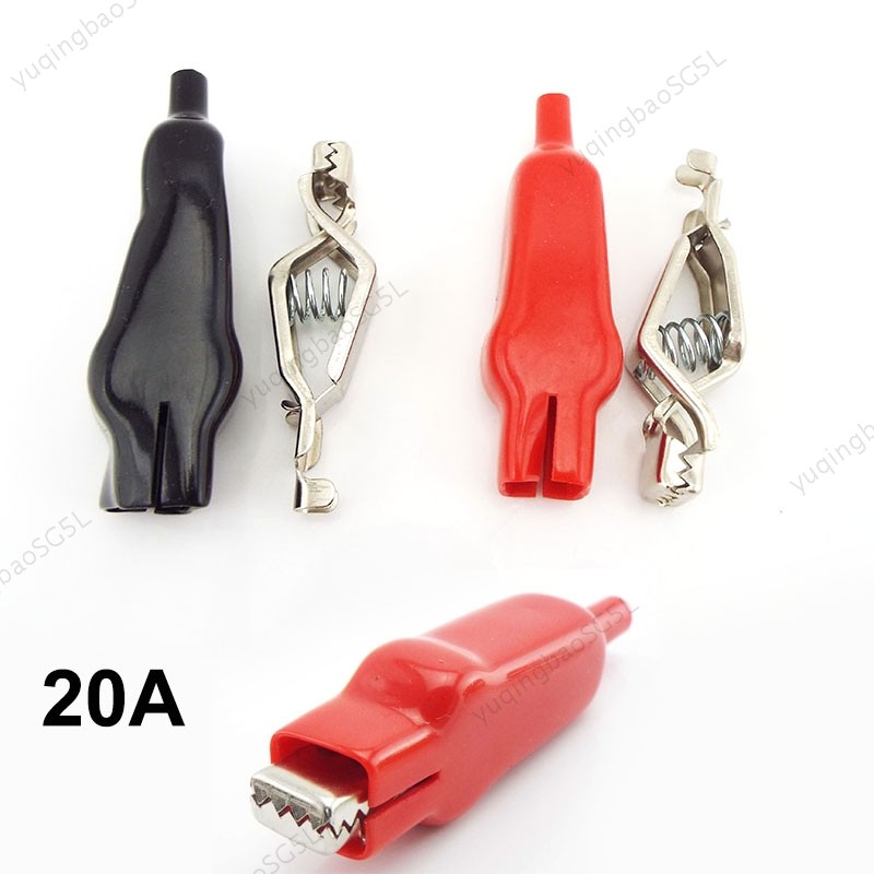 20A Sheathed Crocodile Alligator Clips Battery Clips Electrical DIY ...