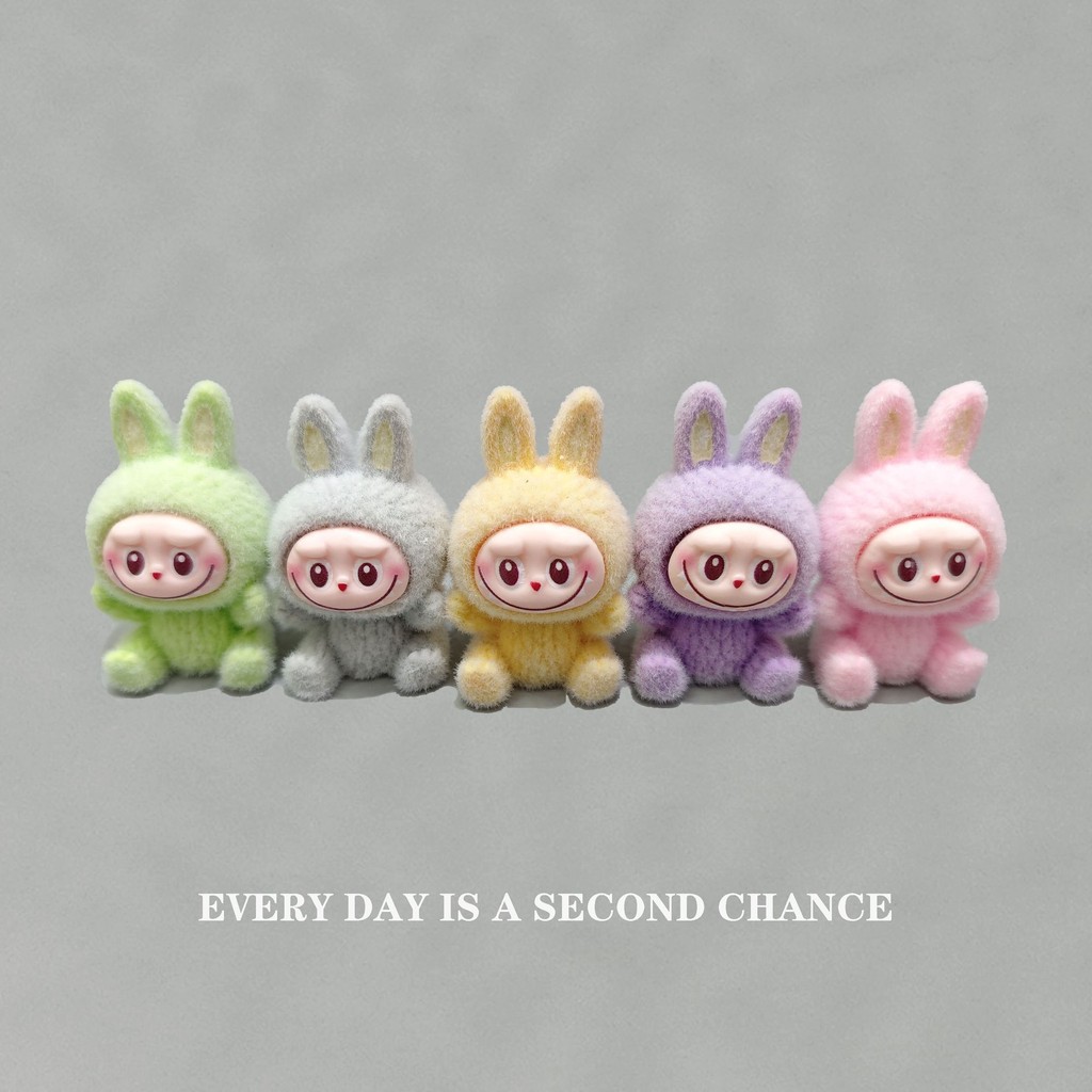 Full Set 5pieces New Sitting Labubu Flocked Vinyl Plush Doll Office ...