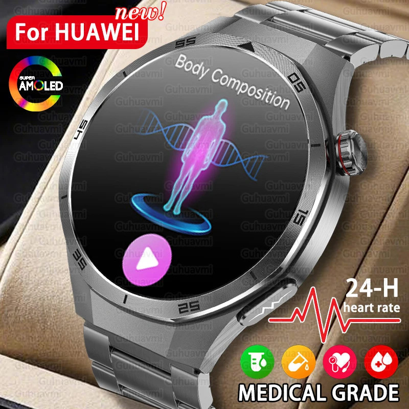 For Huawei Men Smart Watch 480*480 HD Screen Blood Lipids Uric Acid ECG ...
